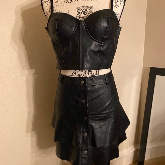 Dresses | Faux Leather Two Piece Dress Set | Poshmark